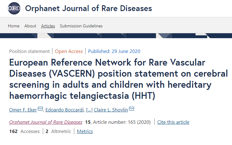 New Position Paper From The Hereditary Haemorrhagic Telangiectasia ...